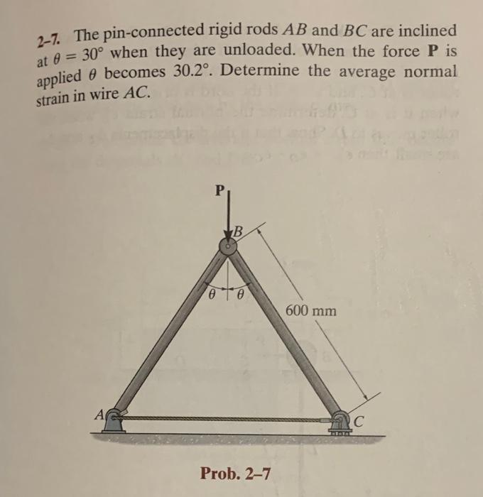 Solved 2-7. The pin-connected rigid rods AB and BC are | Chegg.com