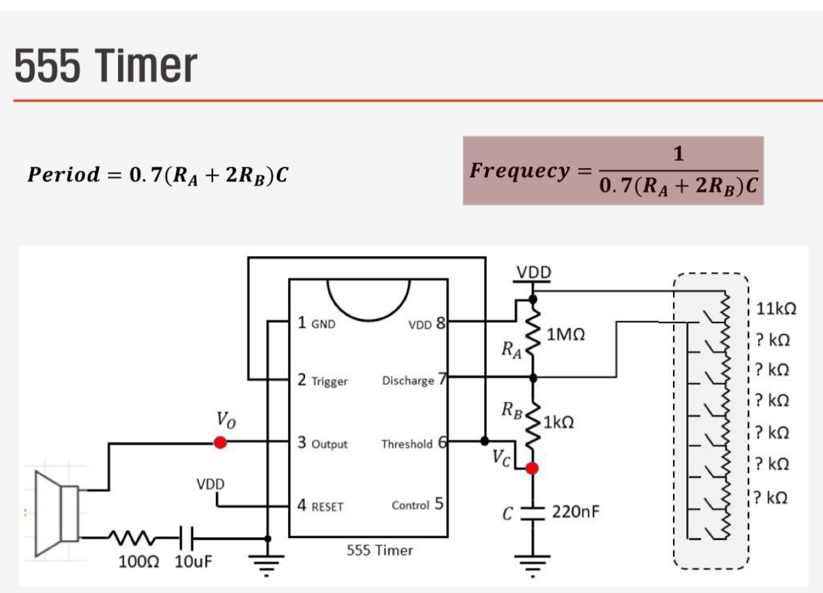 Solved 555 ﻿TimerPeriod =0.7(RA+2RB)CFrequecy | Chegg.com