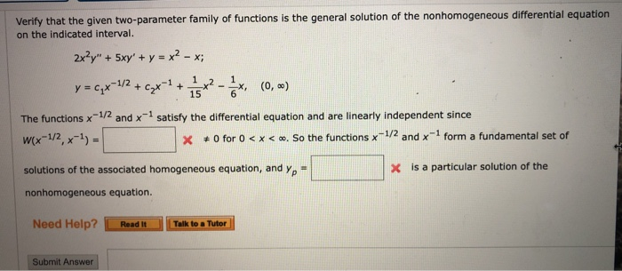 Solved Verify that the given two-parameter family of | Chegg.com