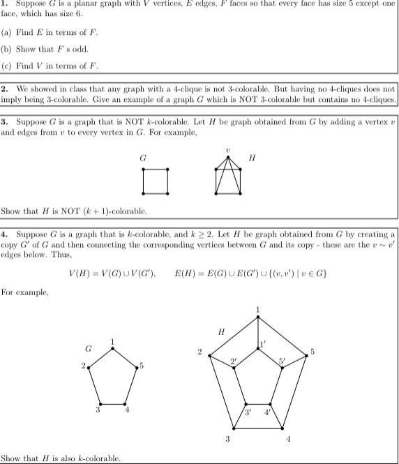 Solved vertices, edges, F faces so that every face has size | Chegg.com