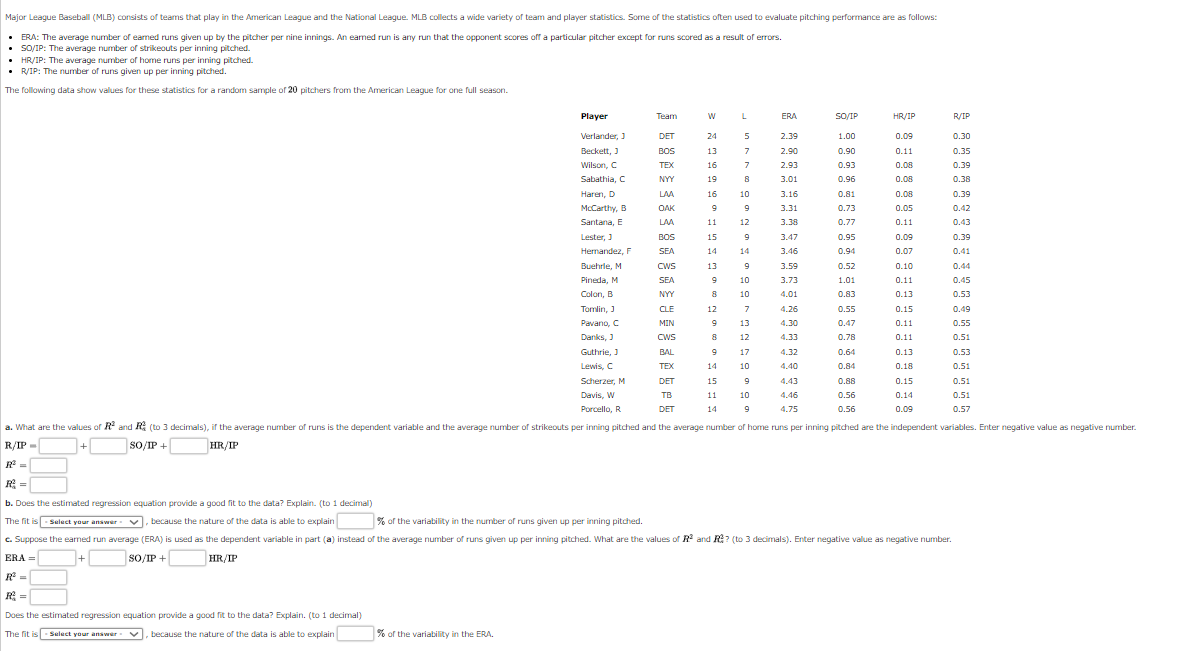 Solved SO/IP: The average number of strikeouts per inning | Chegg.com