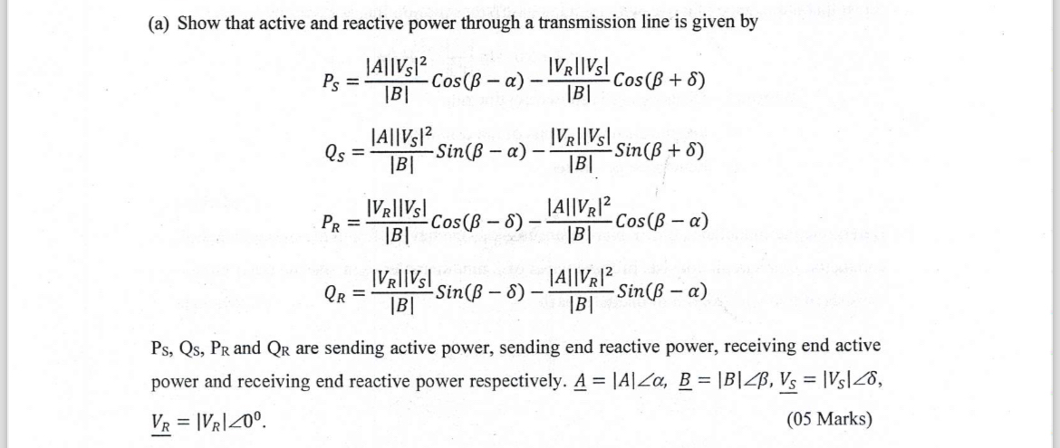 Solved (a) ﻿Show that active and reactive power through a | Chegg.com
