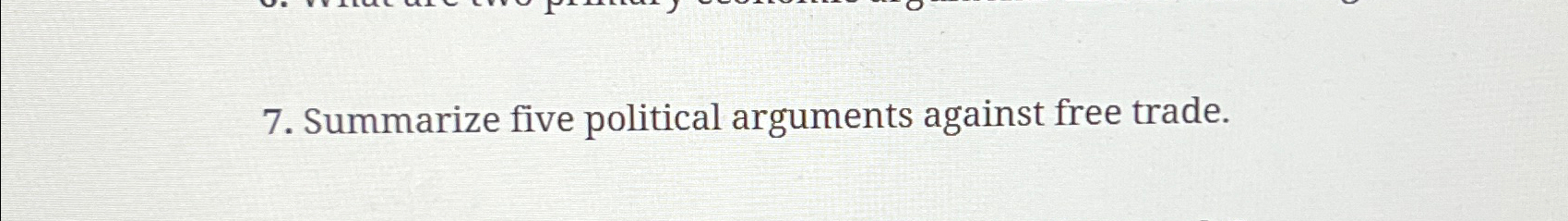Solved Summarize five political arguments against free | Chegg.com
