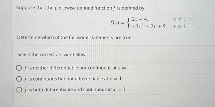Solved Suppose that the piecewise defined function f is | Chegg.com