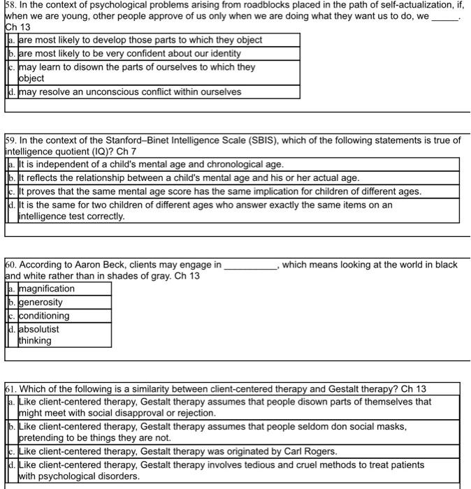 Solved 58. In the context of psychological problems arising | Chegg.com