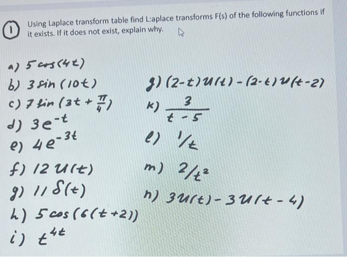 Solved Using Laplace transform table find L:aplace | Chegg.com