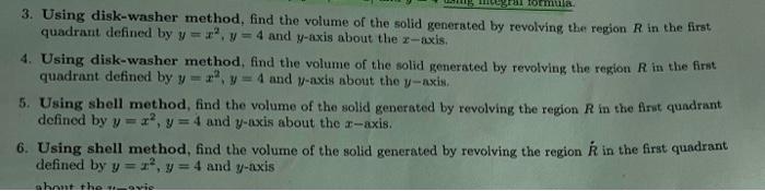 Solved 3. Using disk-washer method, find the volume of the | Chegg.com
