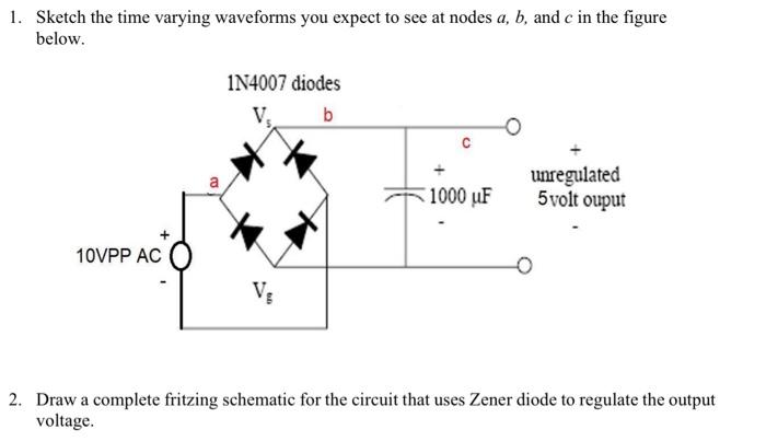 Solved Sketch The Time Varying Waveforms You Expect To See