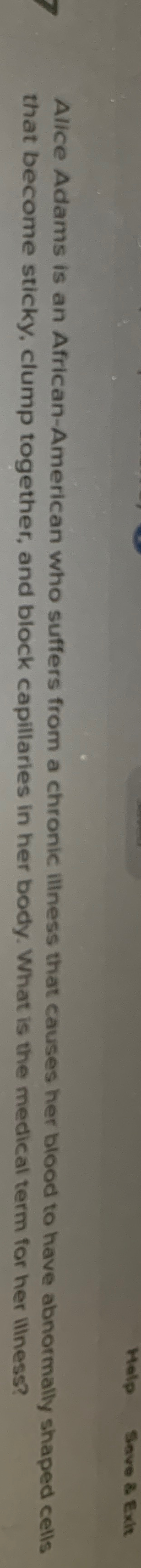 Solved Alice Adams is an African-American who suffers from a | Chegg.com