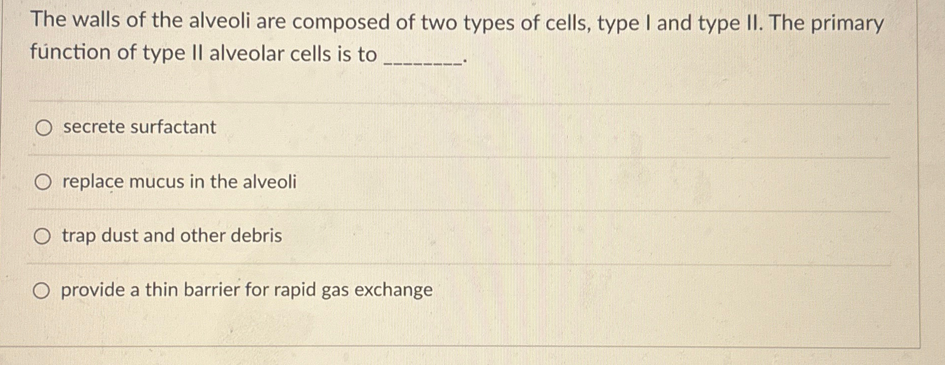 Solved The walls of the alveoli are composed of two types of | Chegg.com