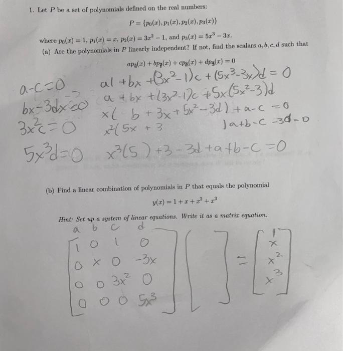 Solved 1. Let P be a set of polynomials defined on the real | Chegg.com