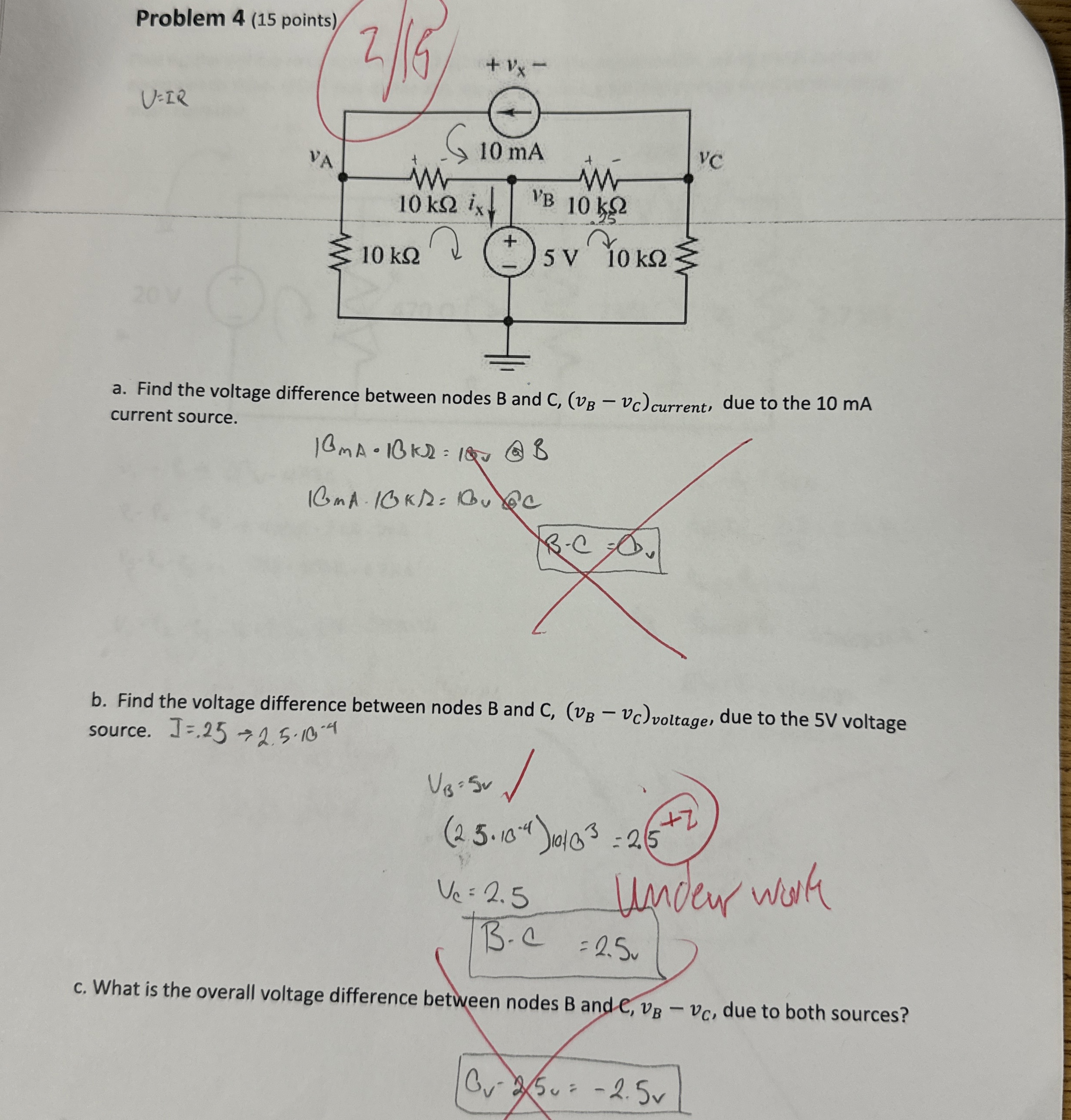Solved Problem 4a. ﻿Find the voltage difference between | Chegg.com