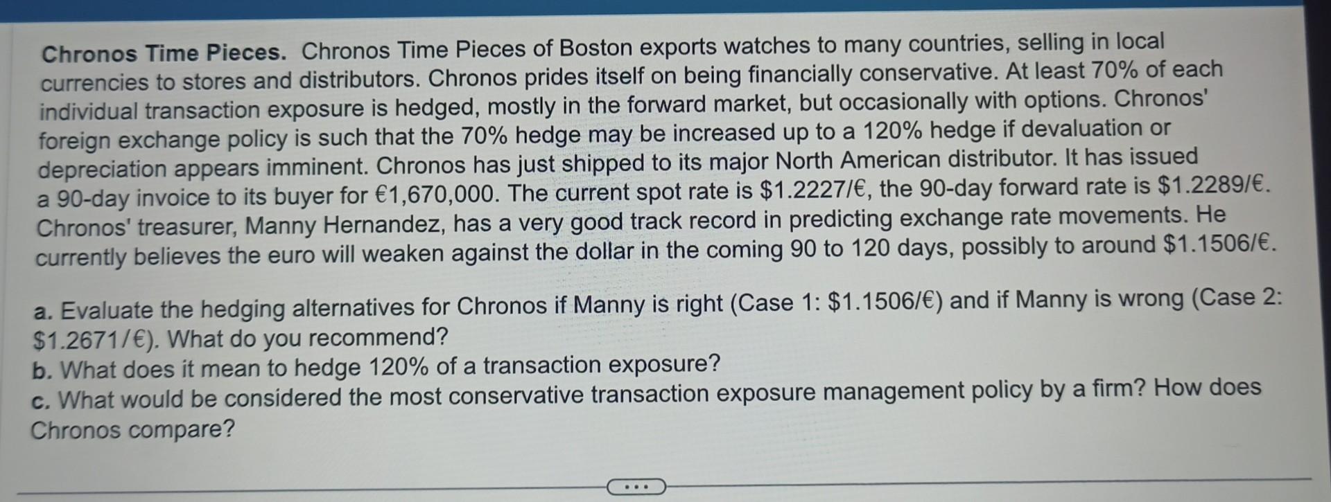 Solved Chronos Time Pieces. Chronos Time Pieces of Boston | Chegg.com