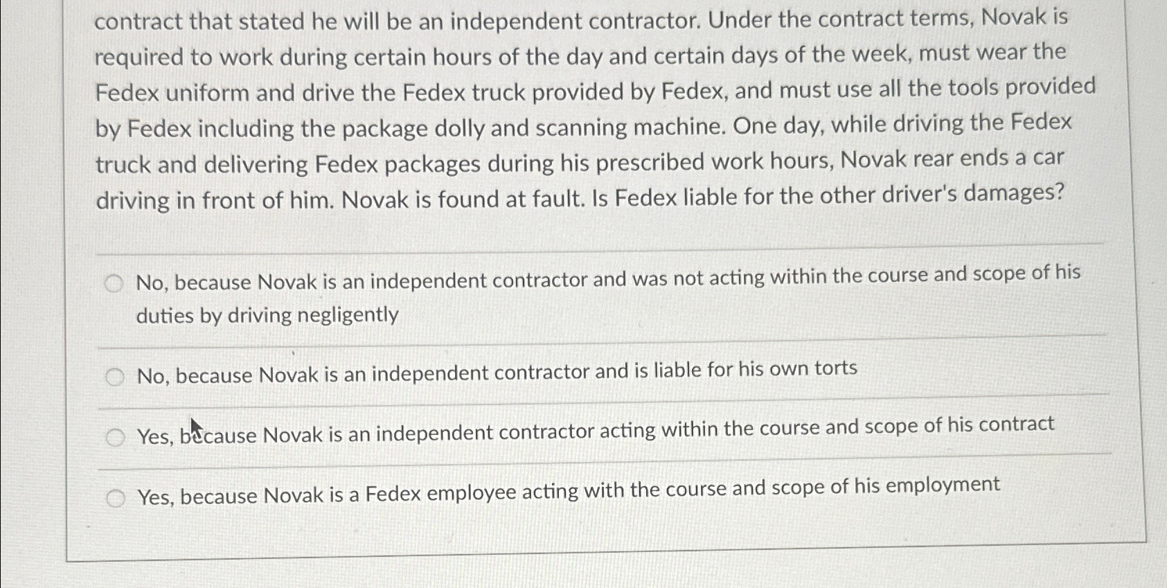 Solved contract that stated he will be an independent | Chegg.com