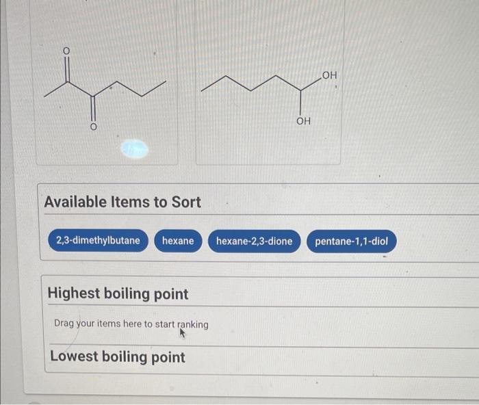 Solved Order the following molecules by their boiling | Chegg.com