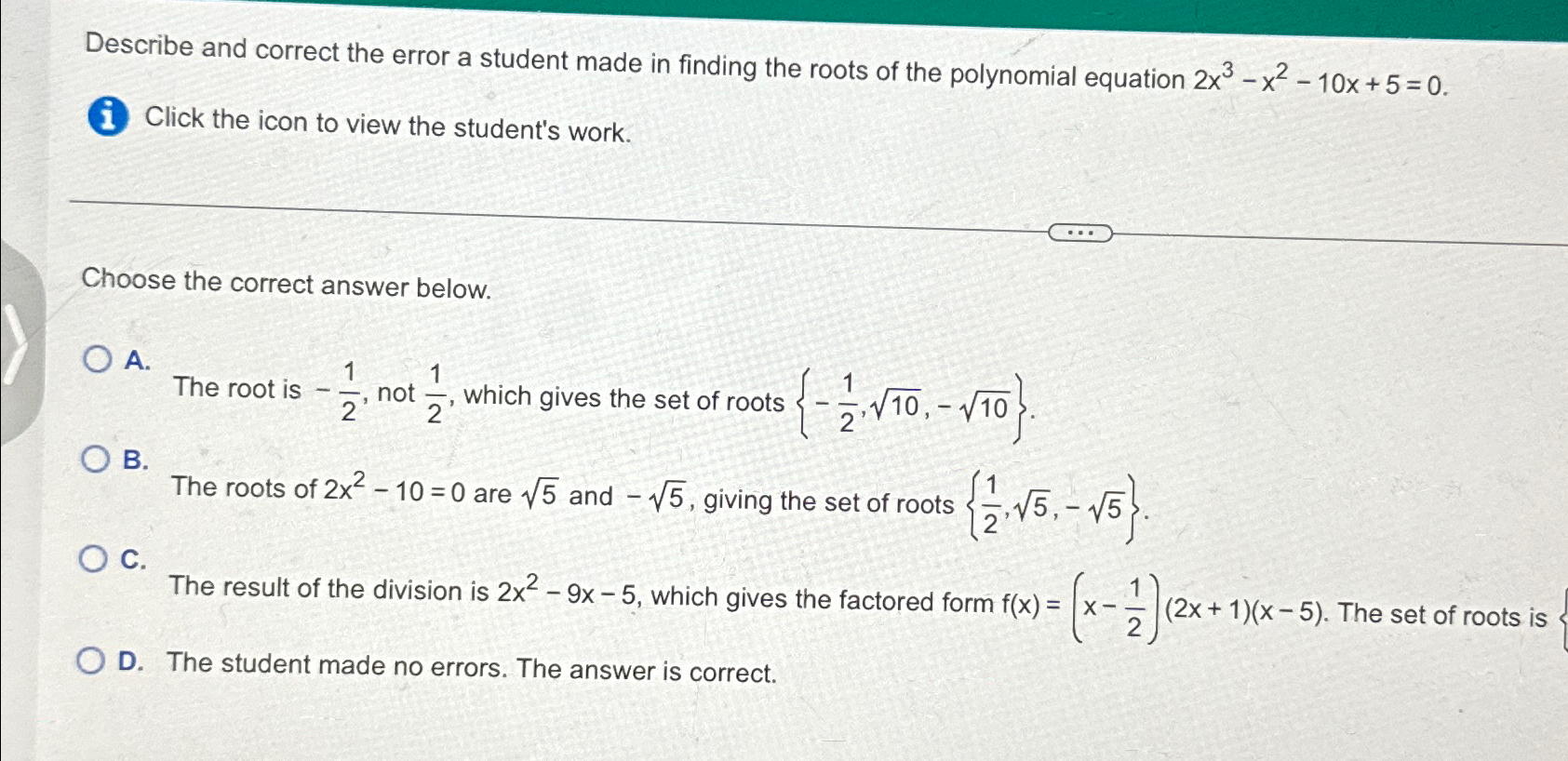 Solved Describe and correct the error a student made in | Chegg.com