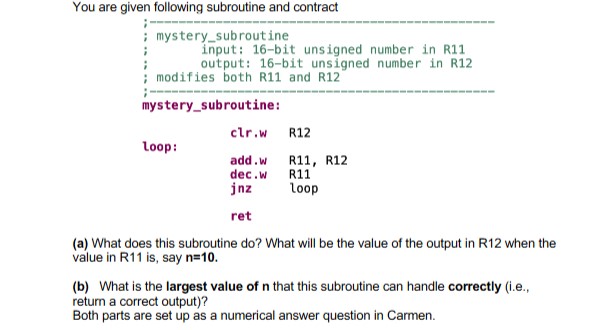 Solved You are given following subroutine and | Chegg.com