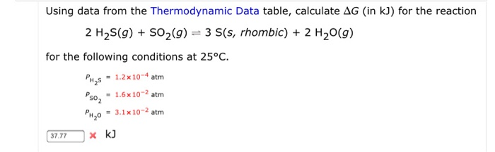 Solved Using data from the Thermodynamic Data table, | Chegg.com