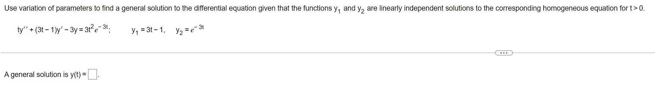 Solved Use variation of parameters to find a general | Chegg.com