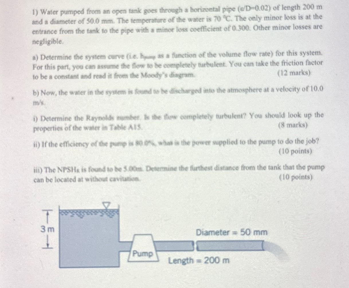 Solved Water pumped from an open tank goes through a | Chegg.com