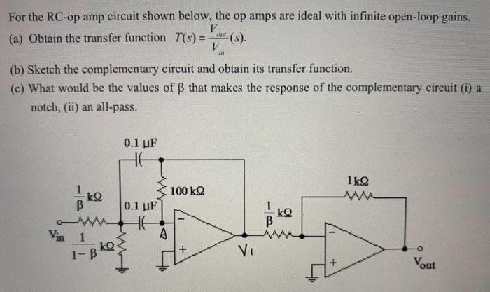 Solved Our in For the RC-op amp circuit shown below, the op | Chegg.com