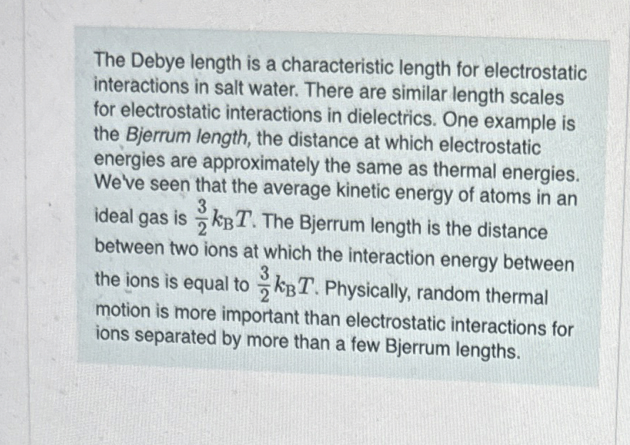 Solved The Debye length is a characteristic length for | Chegg.com
