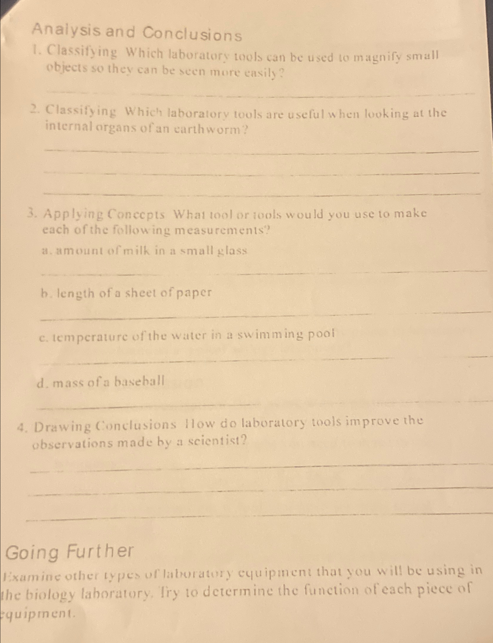 Solved Analysis and ConclusionsClassifying which laboratory | Chegg.com