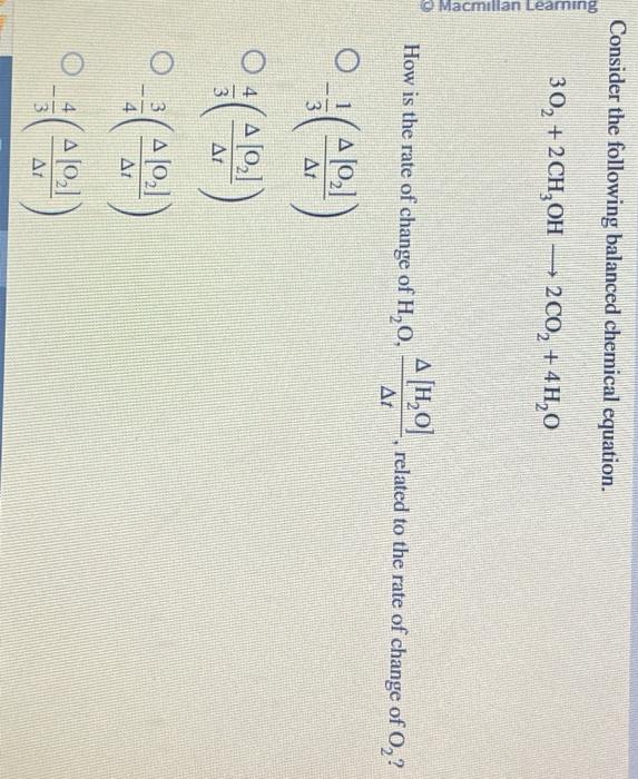 Solved Consider the following balanced chemical equation. | Chegg.com