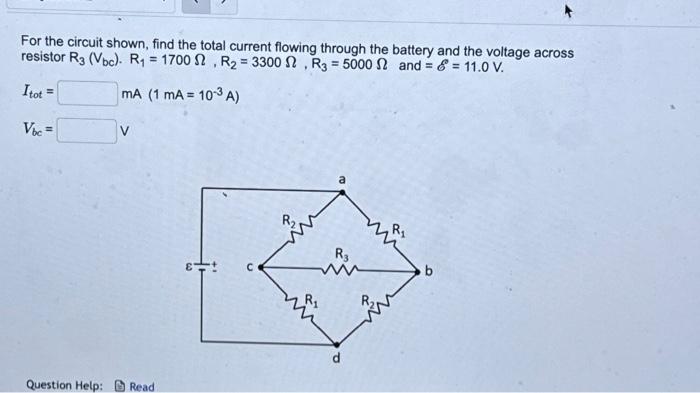 Solved For the circuit shown, find the total current flowing | Chegg.com