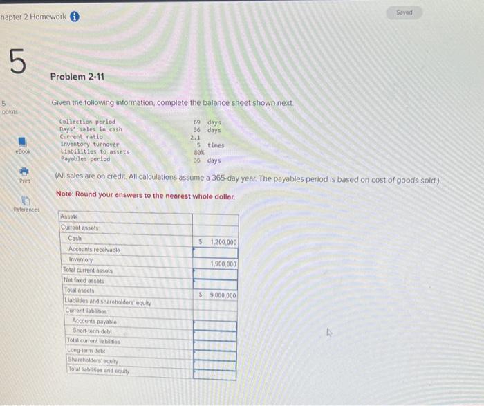 Given the following information, complete the balance | Chegg.com