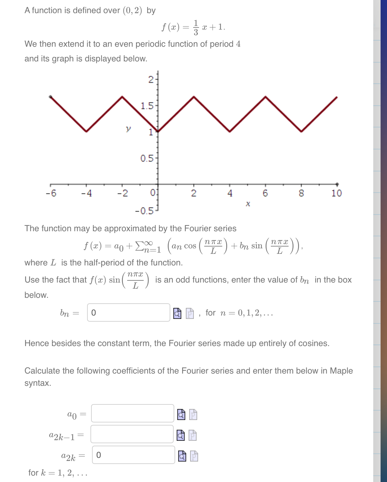 Solved A function is defined over (0,2) ﻿byf(x)=13x+1.We | Chegg.com