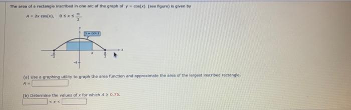 Solved The area of a rectangle inscribed in one arc of the | Chegg.com