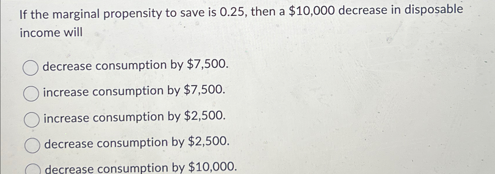 Solved If the marginal propensity to save is 0.25 , ﻿then a | Chegg.com