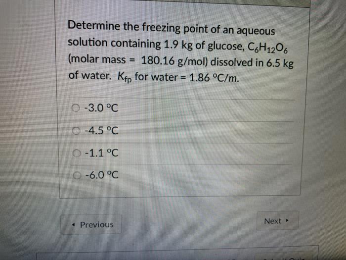 Solved Determine the freezing point of an aqueous solution | Chegg.com