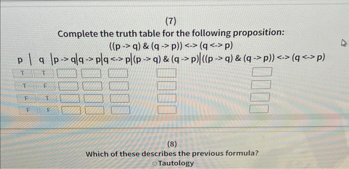 Solved (8) Which of these describes the previous formula? | Chegg.com