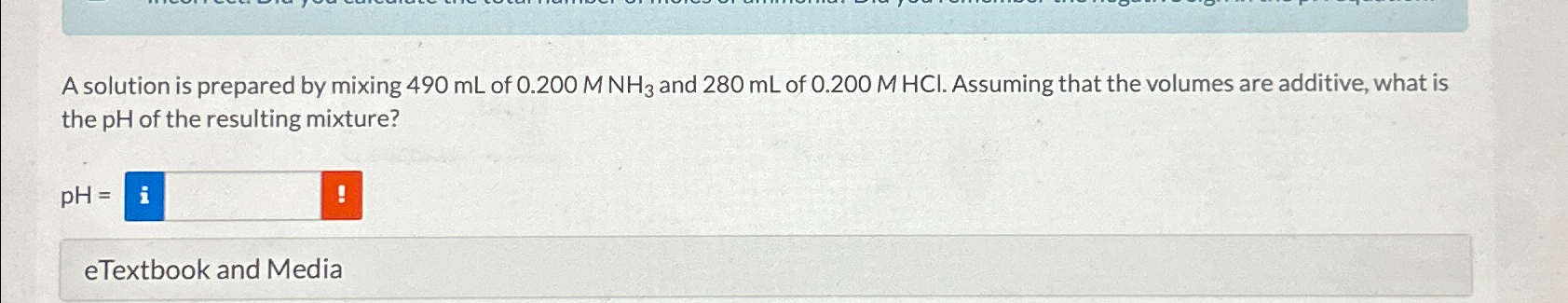Solved A solution is prepared by mixing 490mL ﻿of 0.200MNH3 | Chegg.com