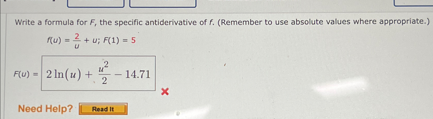 Solved Write a formula for F, ﻿the specific antiderivative | Chegg.com