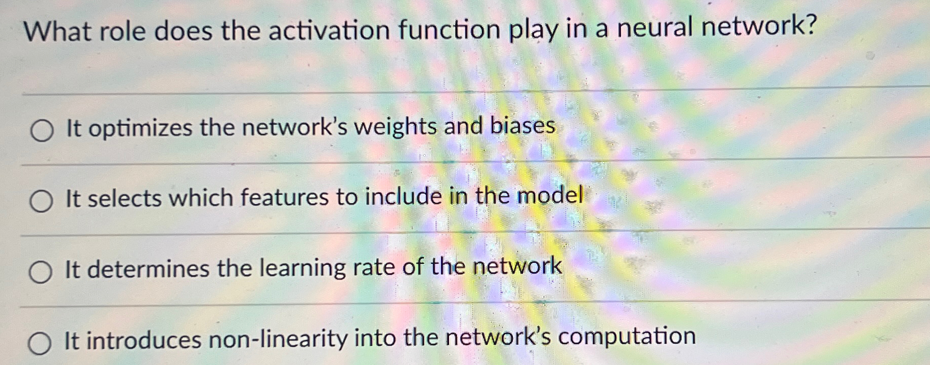 Solved What role does the activation function play in a | Chegg.com