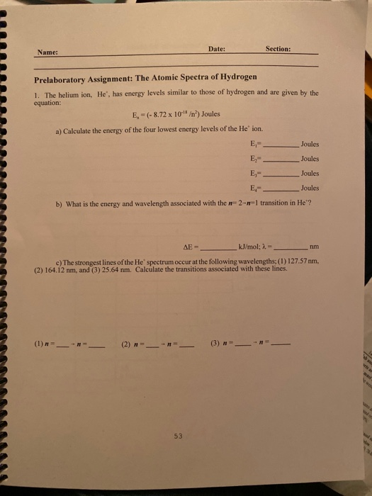 Solved Name: Date: Section: Prelaboratory Assignment: The | Chegg.com