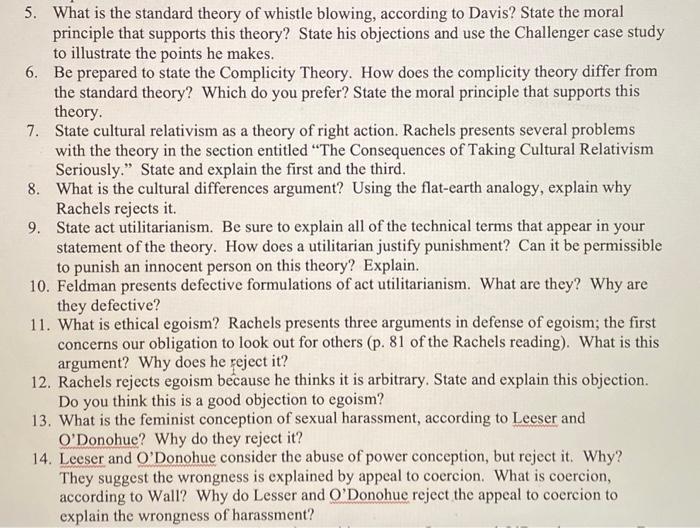 5. What is the standard theory of whistle blowing, | Chegg.com