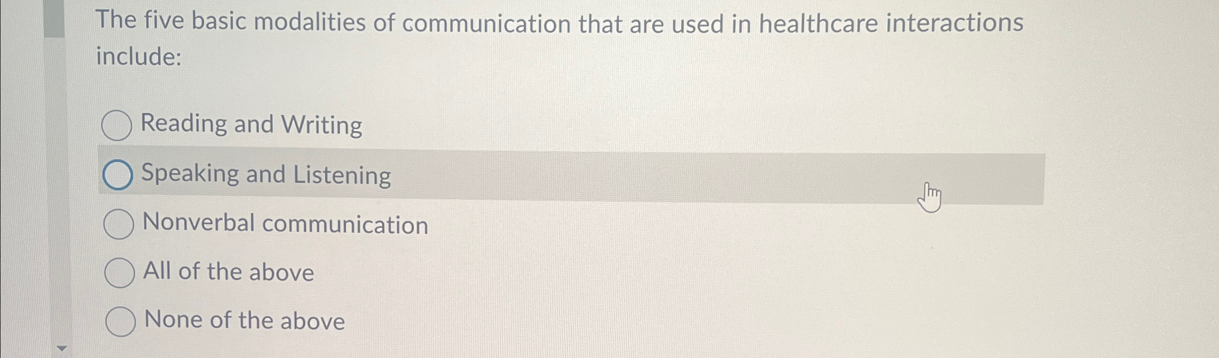 Solved The five basic modalities of communication that are | Chegg.com
