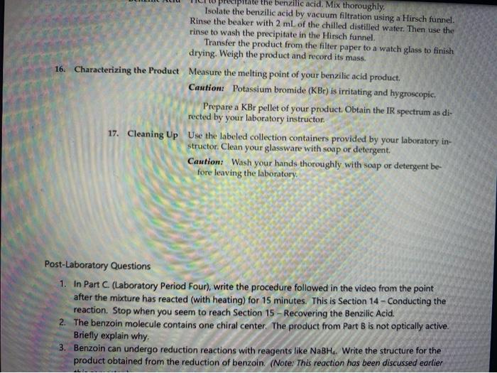 Solved Microscale Synthesis Benzilic Acid Rearrangement | Chegg.com