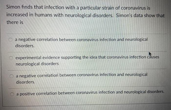 Solved Simon finds that infection with a particular strain | Chegg.com