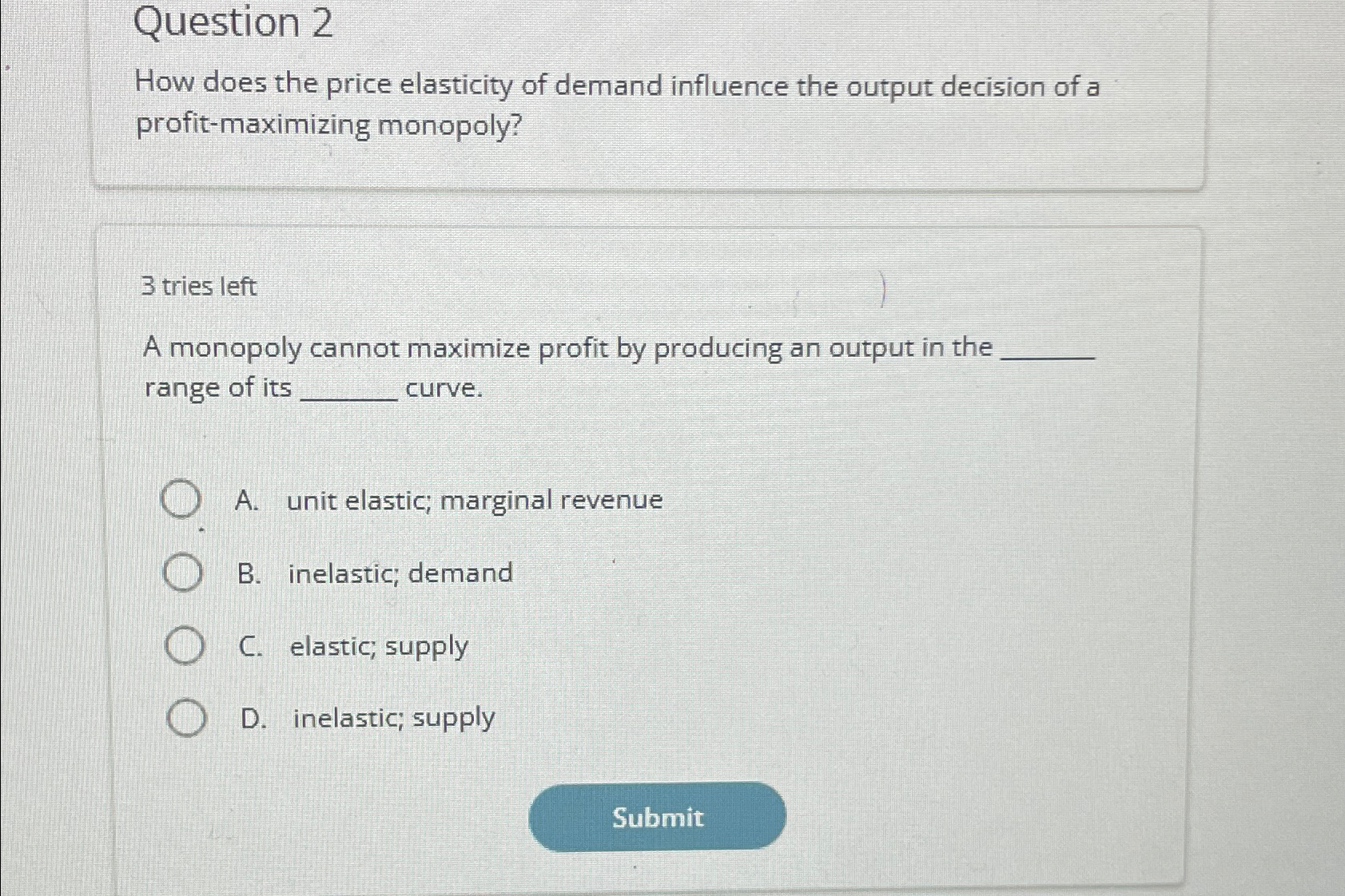 Solved Question 2How does the price elasticity of demand | Chegg.com