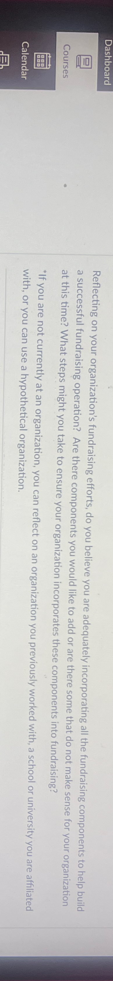 Solved DashboardReflecting on your organization's | Chegg.com