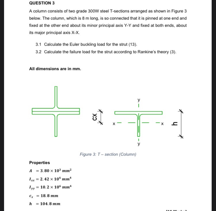 Solved QUESTION 3A column consists of two grade 300W ﻿steel | Chegg.com