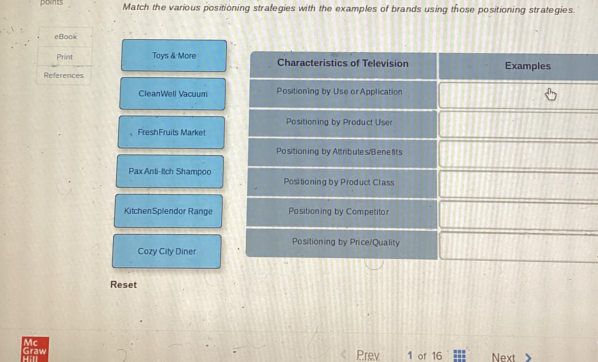 Solved pointsMatch the various positioning strategies with | Chegg.com