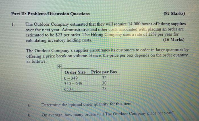 Solved Part II: Problems/Discussion Questions (92 Marks) 1. | Chegg.com Solved Part II: Problems/Discussion Questions (92 Marks) 1. | Chegg.com