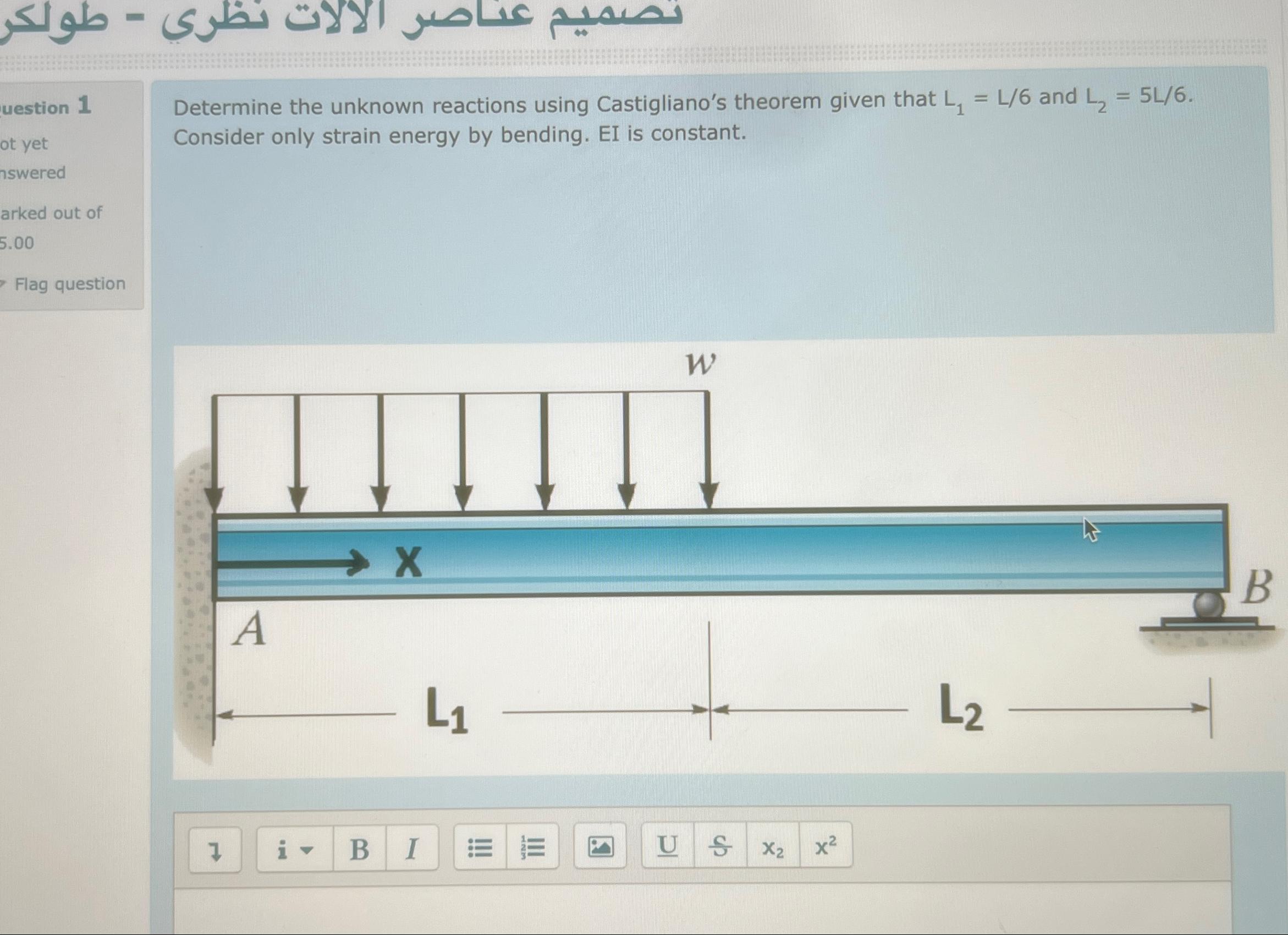 Solved Determine the unknown reactions using Castigliano's | Chegg.com