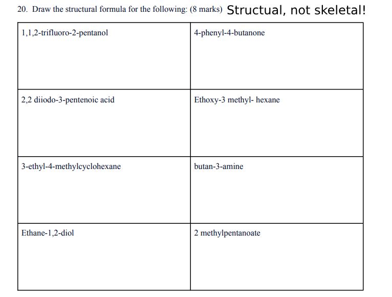 Solved Draw the structural formula for the following: (8 | Chegg.com
